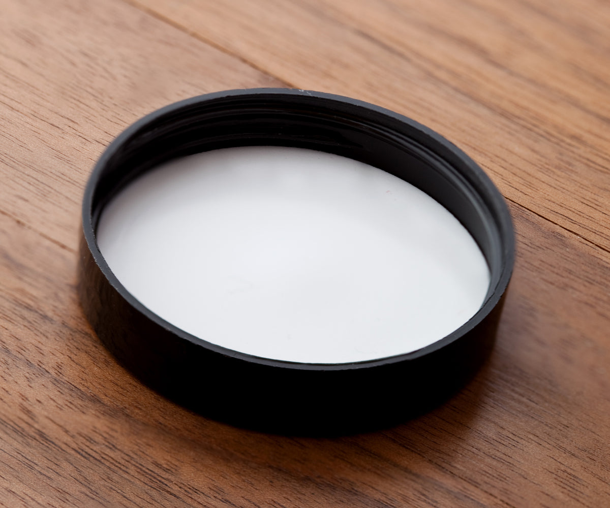 Plastic Smooth Black Lid With a Foam Liner for Jar (24 Pack)