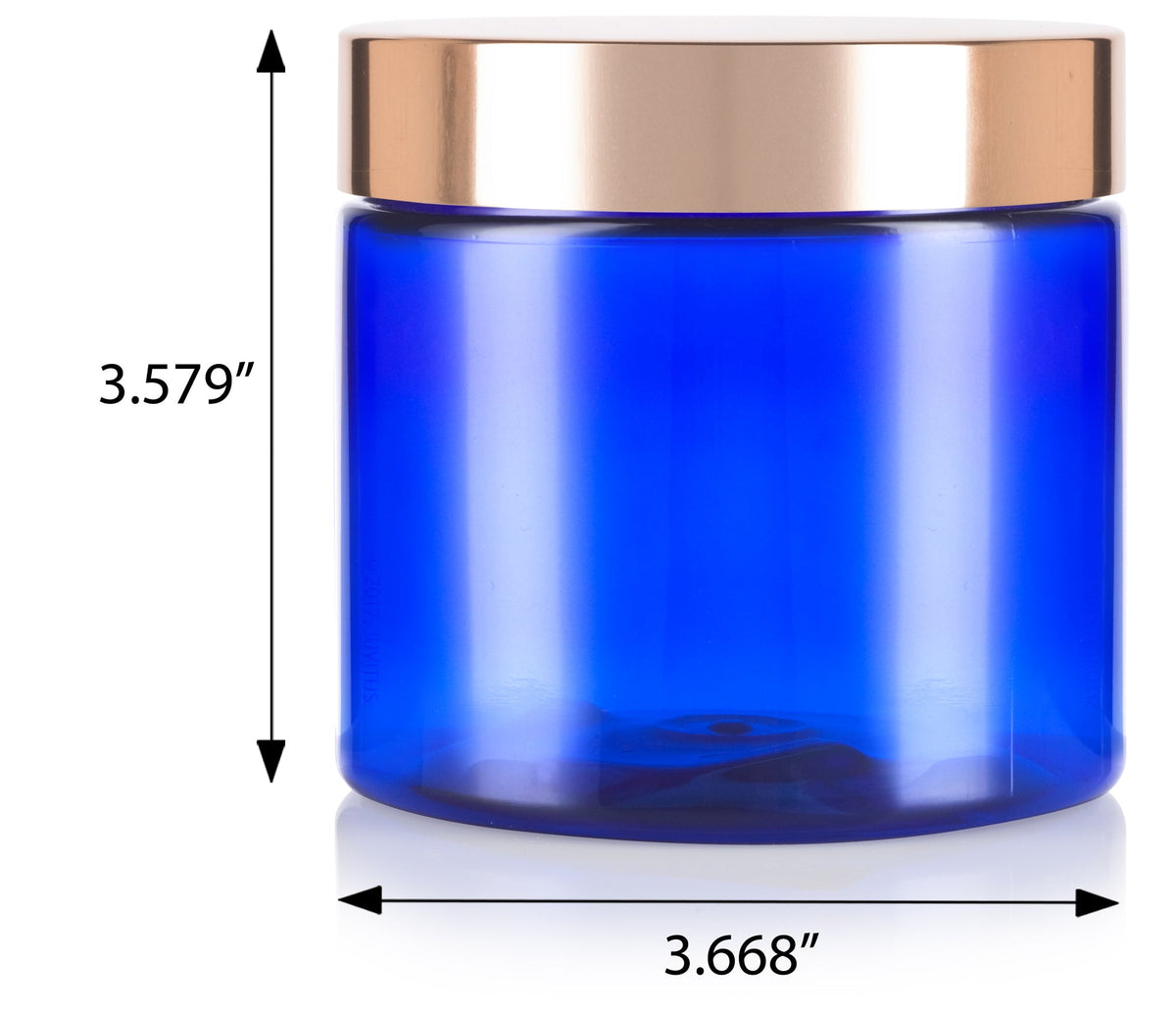 16 oz Cobalt Blue Plastic Straight Sided Jar with Metal Gold Overshell ...