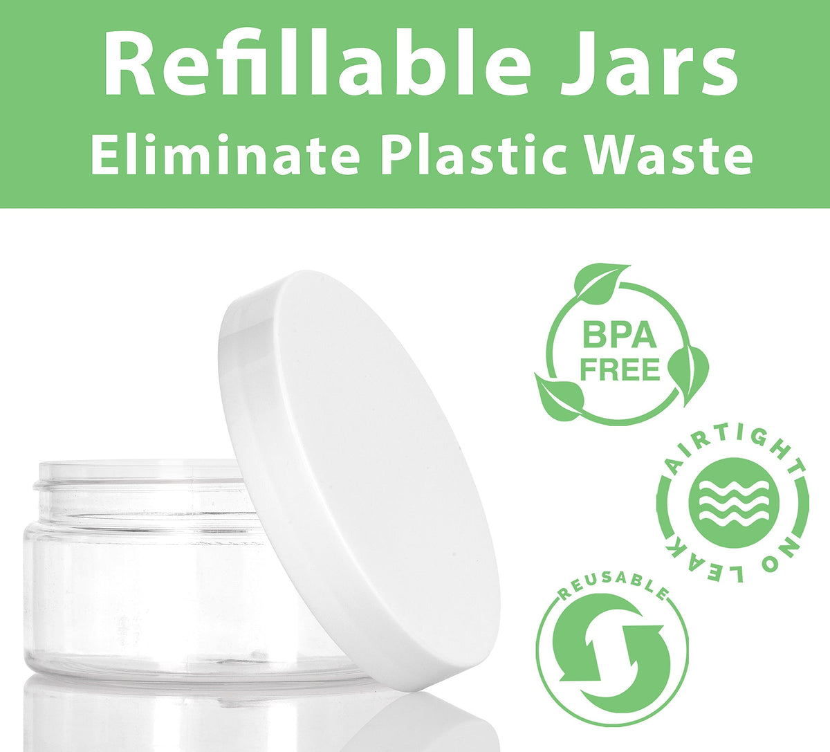 8 oz Clear Plastic Low Profile Jar with White Foam Lined Lid (12 Pack)