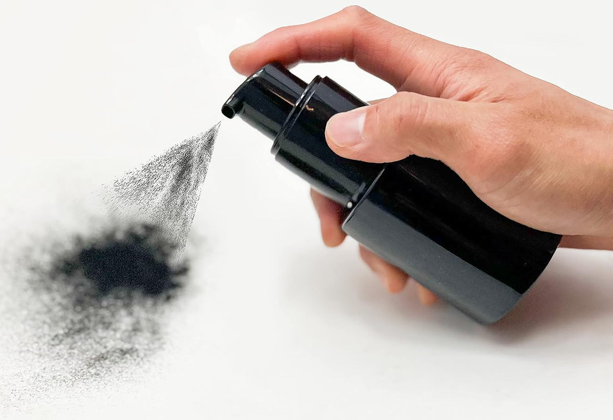 Black Plastic Powder Spray Bottle with Dry Spray - 4 oz / 120 ml