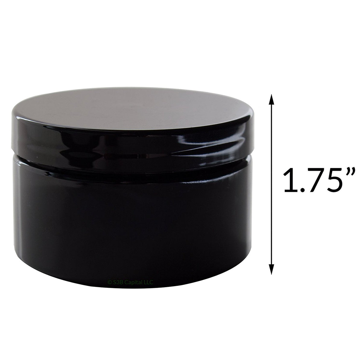 Black Plastic Low Profile Jar with Black Foam Lined Lid (12 Pack)
