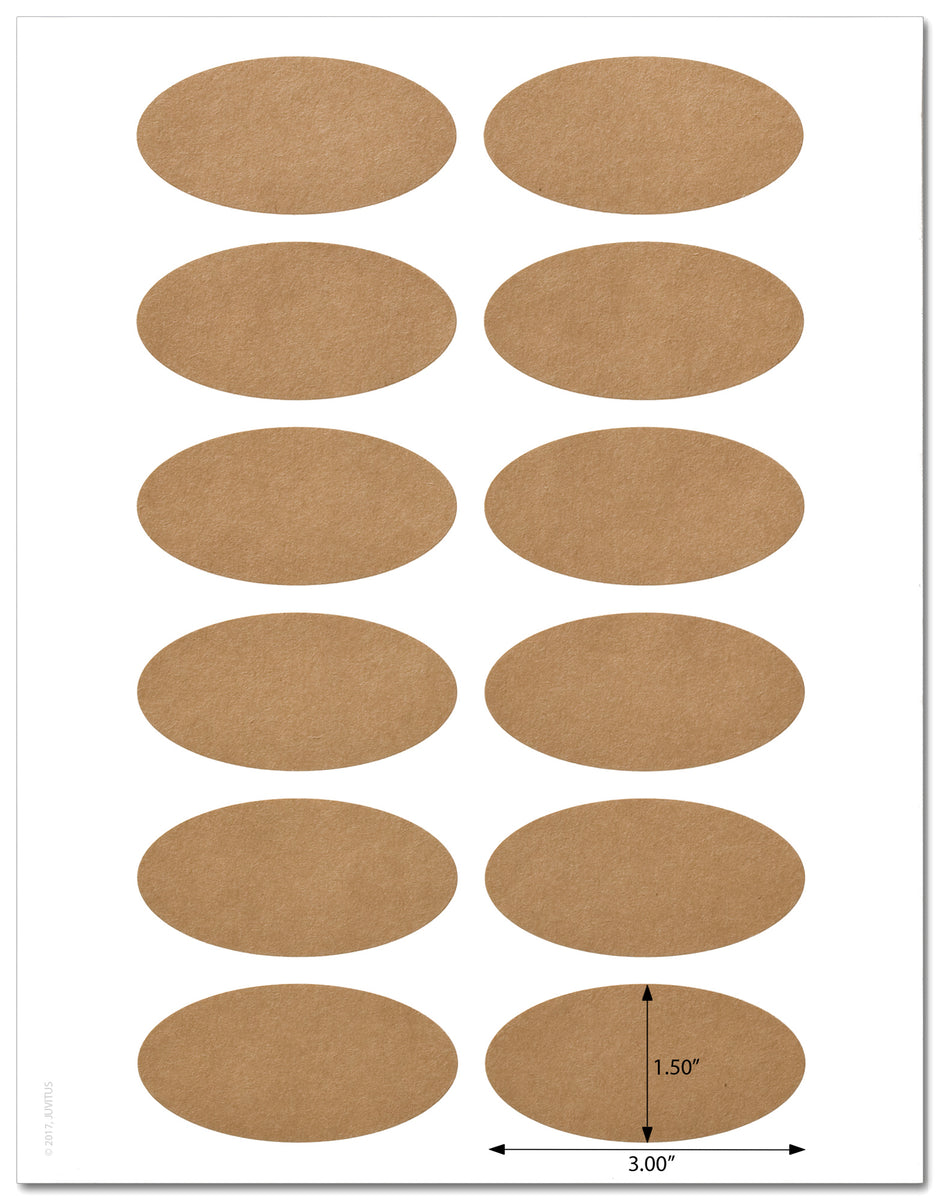 Textured Brown Kraft 3â€ x 1.5â€ Inch Oval Labels with Template and ...