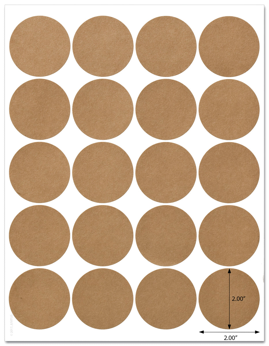 Textured Brown Kraft 2 Inch Diameter Circle Labels with Template and ...